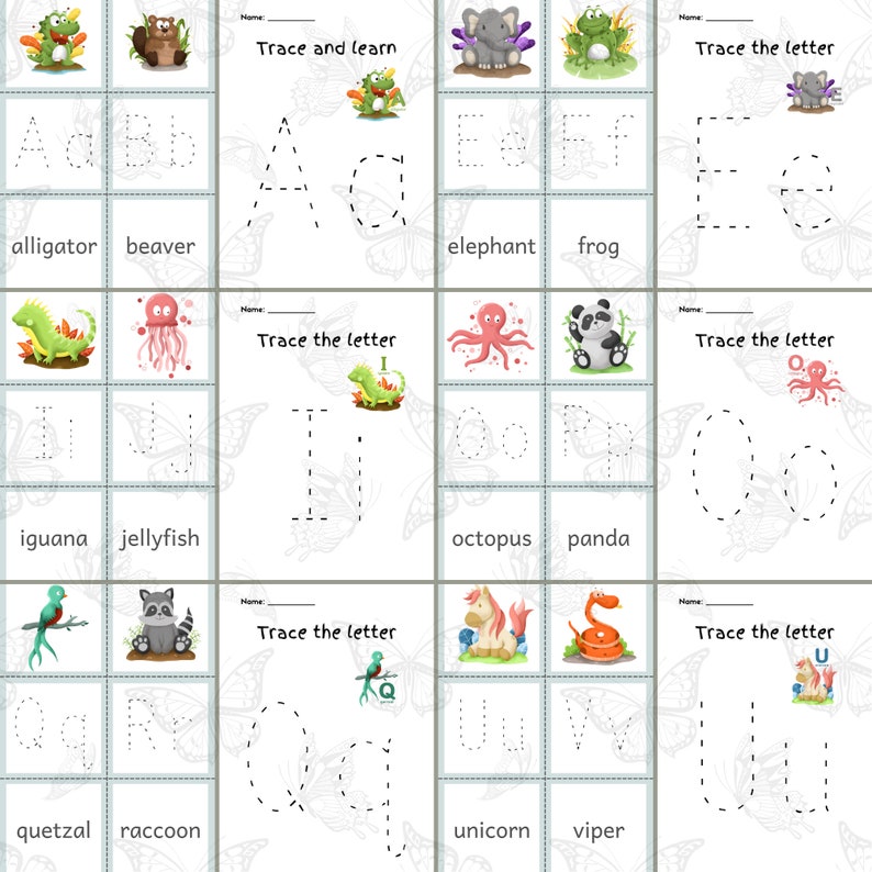 Animal Alphabet Trace and Learn With Flash Cards, Early Learning ...