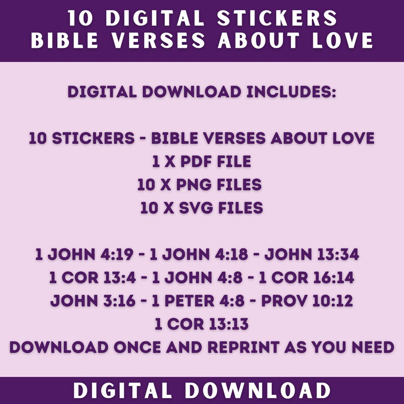 Bible Verses About Love, Christian Gift, Bible Verse Printable, Digital ...