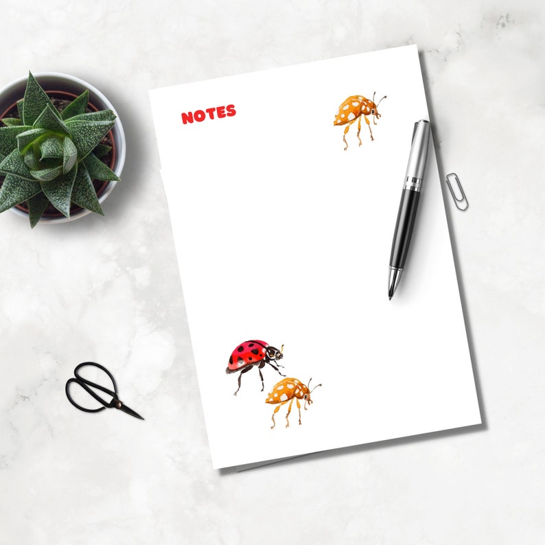 Ladybug Watercolor Stationery | PNG & PDF | Lined and Unlined ...