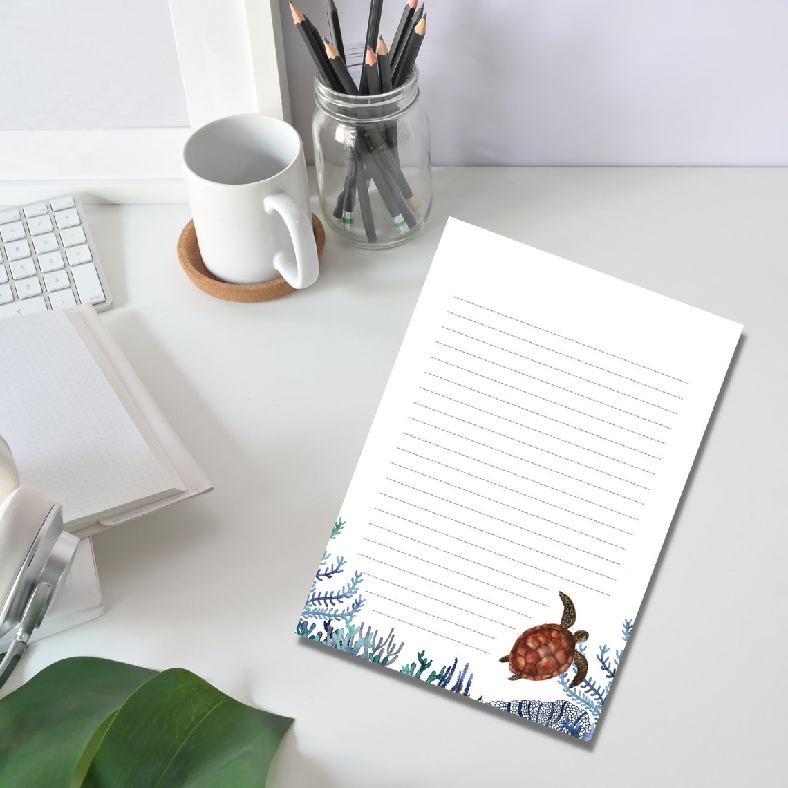 Watercolor Turtle Printable Stationery Paper, Turtle Printable Paper ...