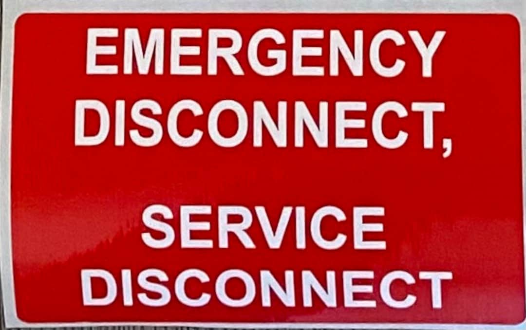 10 Count Emergency Disconnect, Service Disconnect Labels per NEC ...