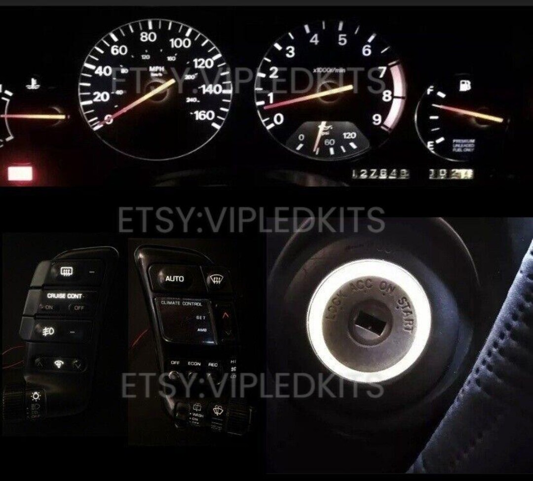 White Gauge Cluster + Pods + Key Ring LED Bulb Kit for Nissan 300zx Z32 ...