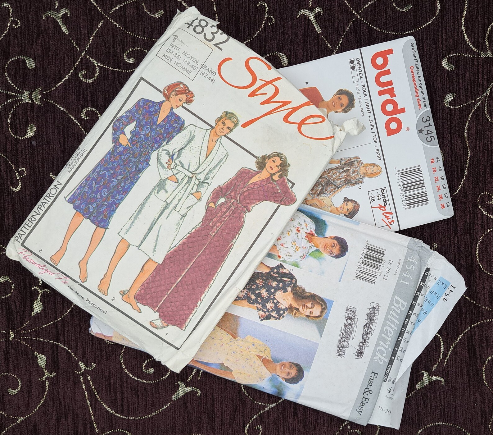 Vintage Sewing Patterns Style 4832 Burda 3145 and Butterick 4541 Dress ...
