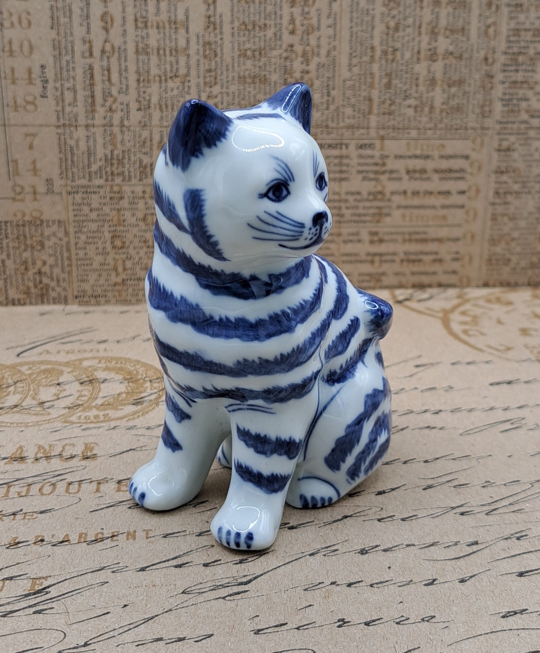 Vintage Pair Delft Blue and White Cats - Etsy