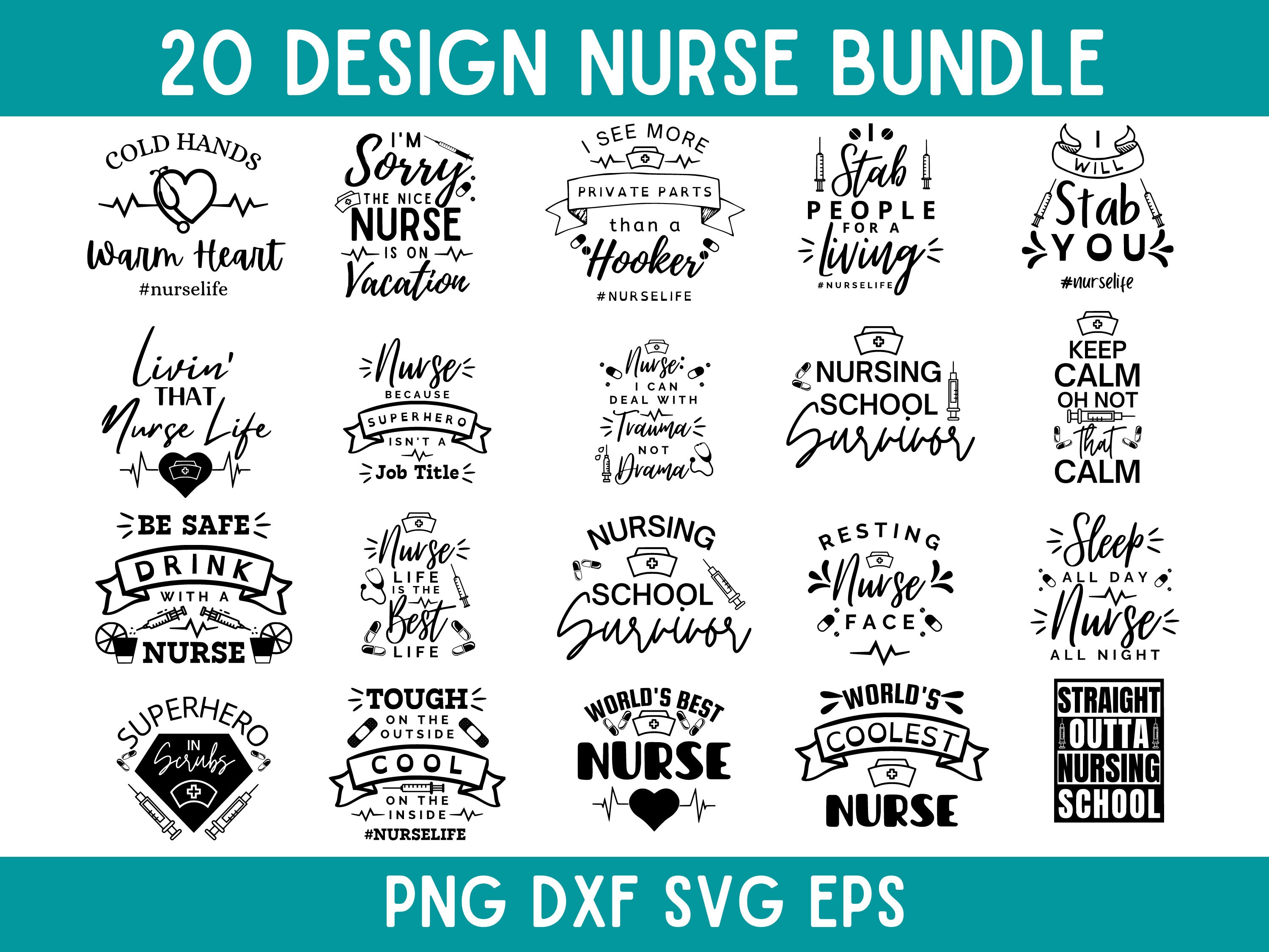 Nurse Svg Bundle, Funny Nurse Quote Svg, Nurse Quote Bundle, Funny ...