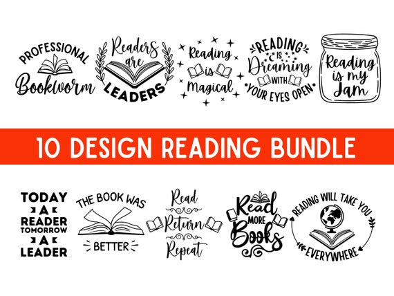 Reading Svg Bundle Book Lover Svg Bundle Reading Quote Svg | Etsy