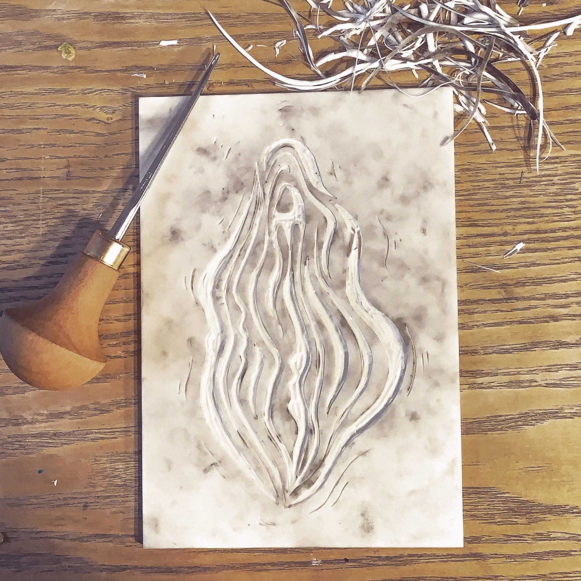 Vulva Linoprint / Blue Purple Vulva / Feminist Art / A5 / English ...