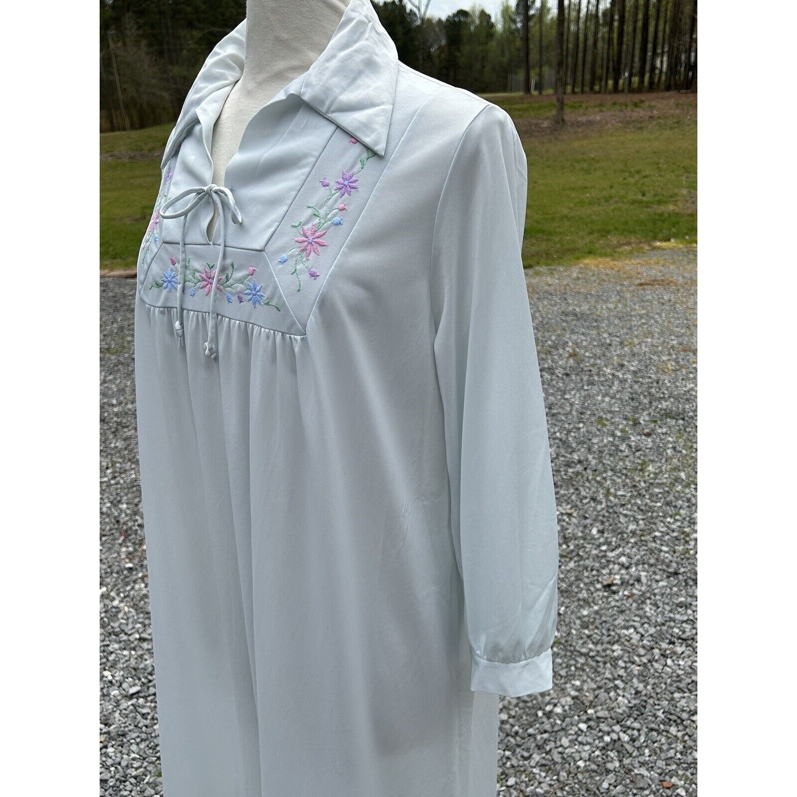 Vintage Womens Nylon Nightgown Blue Sears Size 38 40 Point Collar Flowers Long - Etsy