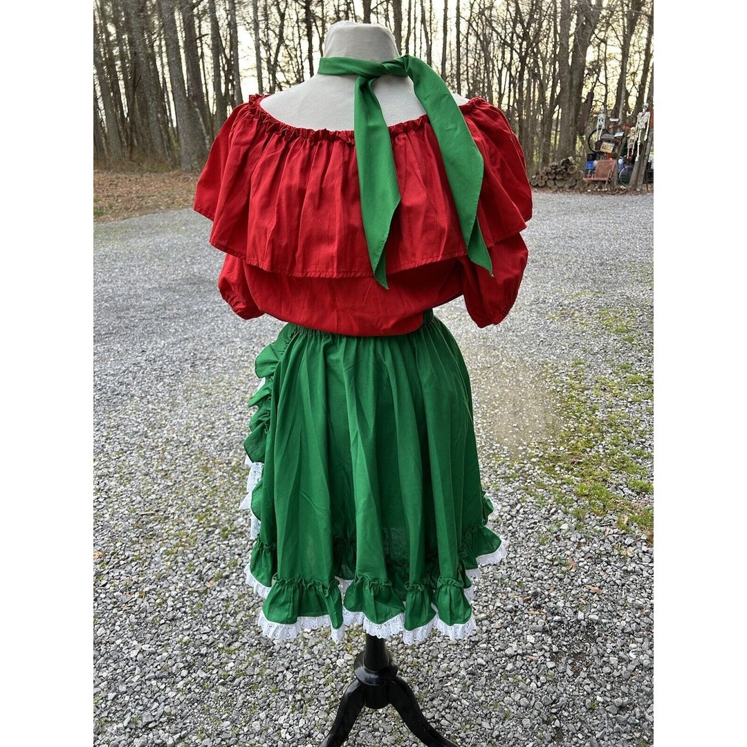 Square Dance Outfit Red Green M/L Cottage Prairie Coquette Western ...
