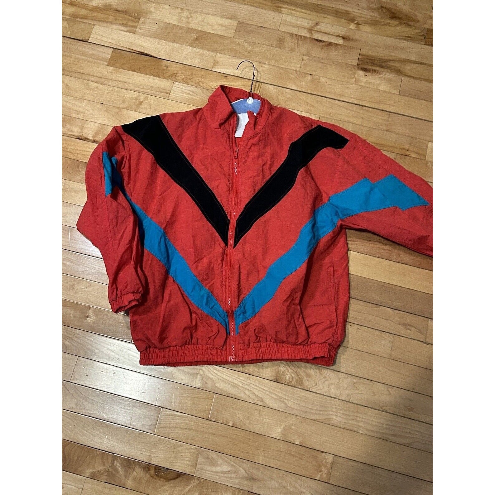 Cheetah Mervyns Nylon Windbreaker Large Red Black Blue 1990 Track ...
