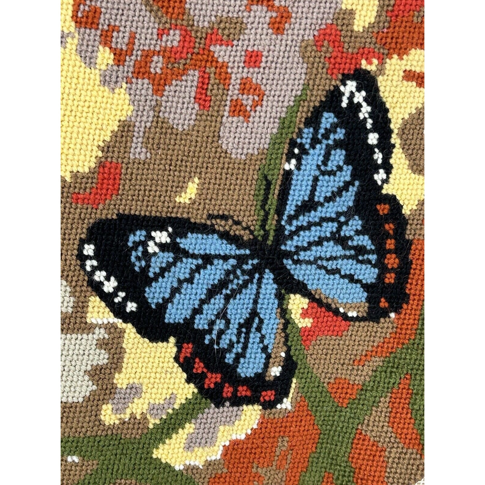 Vintage Needlepoint Butterfly and Sunset Foliage Unfinished - Etsy