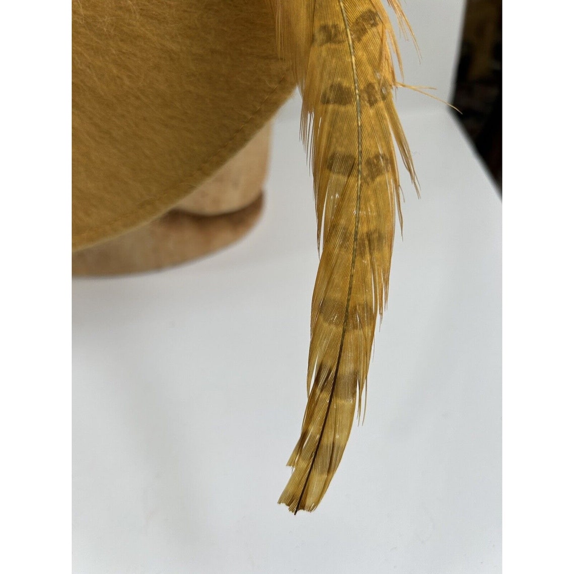 KMF Vintage Yellow Wool Hat Fedora Union Tag Feathers Size 7 - Etsy