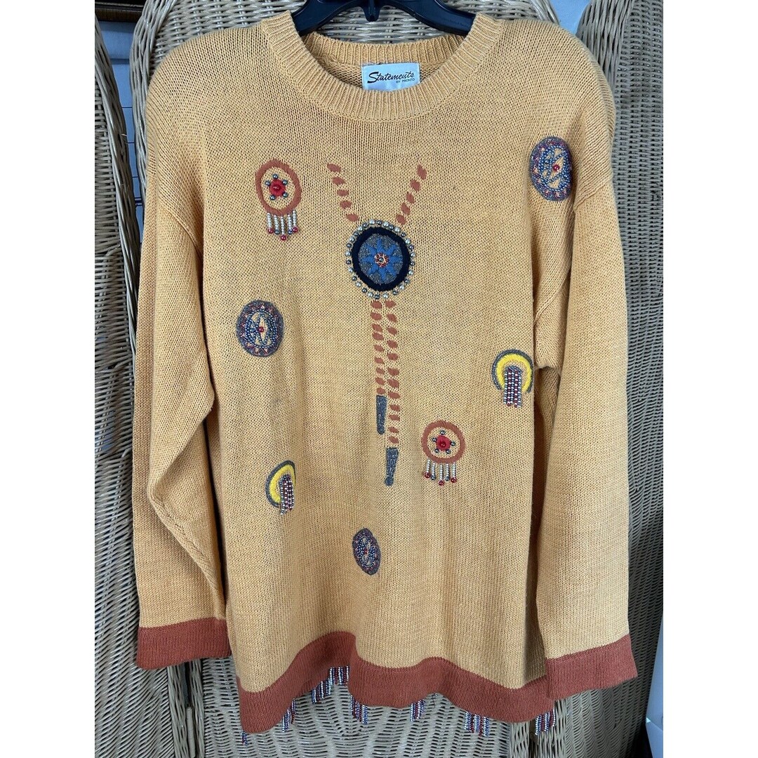 Vintage Sweater Dream Catcher Beaded Sweater Statements by Pronto ...
