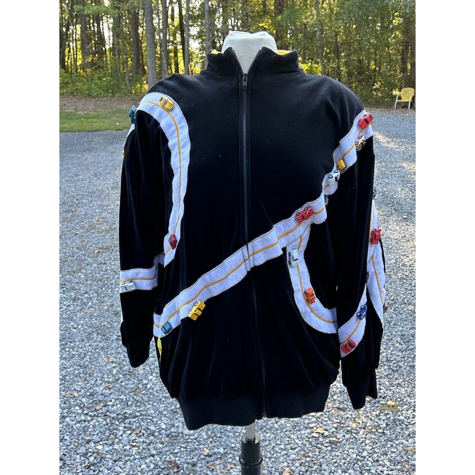 Bonnie Boerer Jacket Racing Cars 3D Large Velour Trim Vintage - Etsy