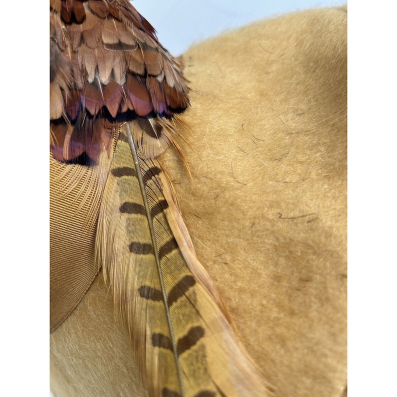 KMF Vintage Yellow Wool Hat Fedora Union Tag Feathers Size 7 - Etsy