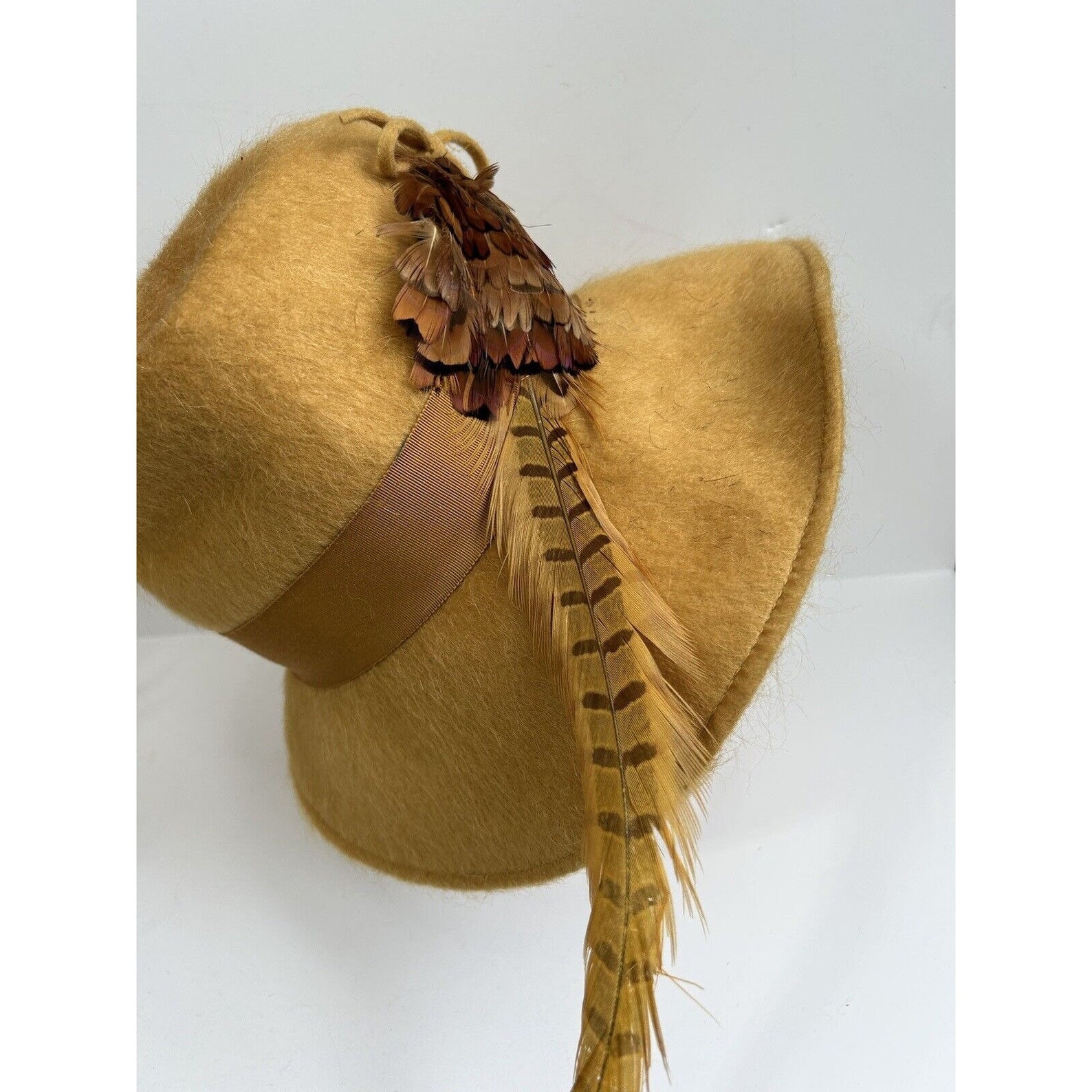 KMF Vintage Yellow Wool Hat Fedora Union Tag Feathers Size 7 - Etsy