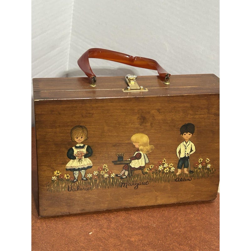 Vintage Hand Painted Wood Purse - Etsy