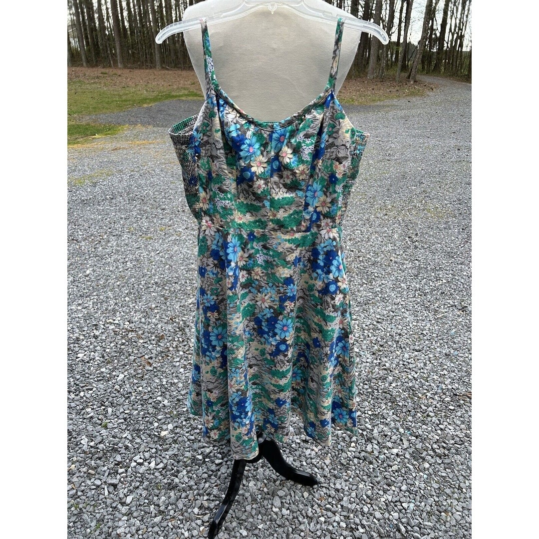 Vintage Sun Dress Blue Yellow Green 1980’s - Etsy