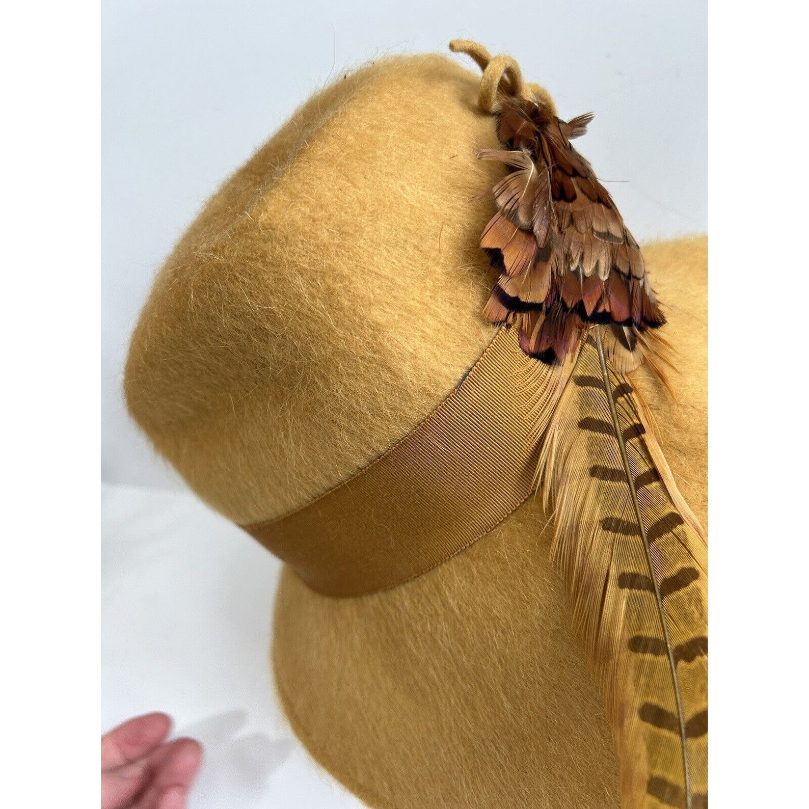 KMF Vintage Yellow Wool Hat Fedora Union Tag Feathers Size 7 - Etsy