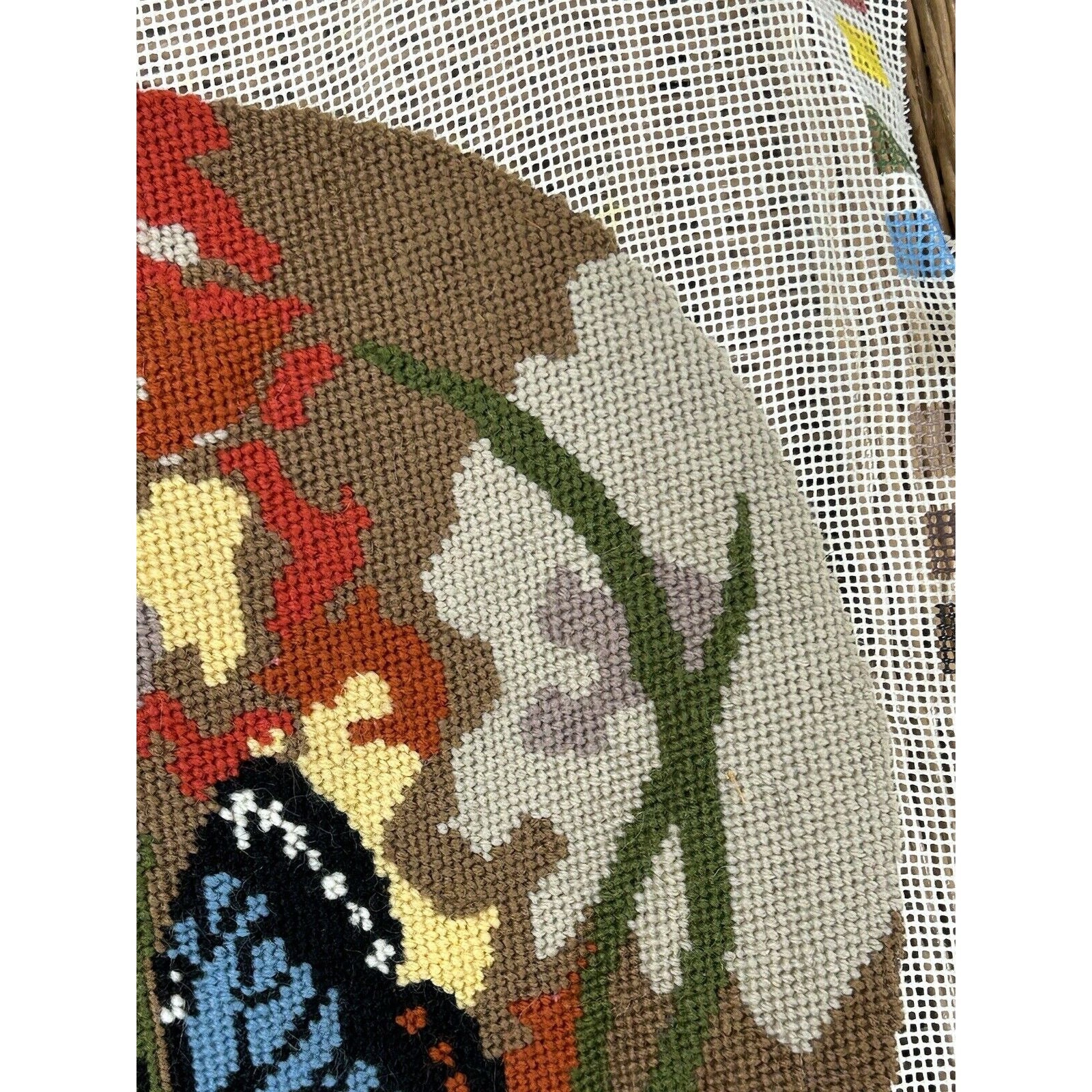 Vintage Needlepoint Butterfly and Sunset Foliage Unfinished - Etsy
