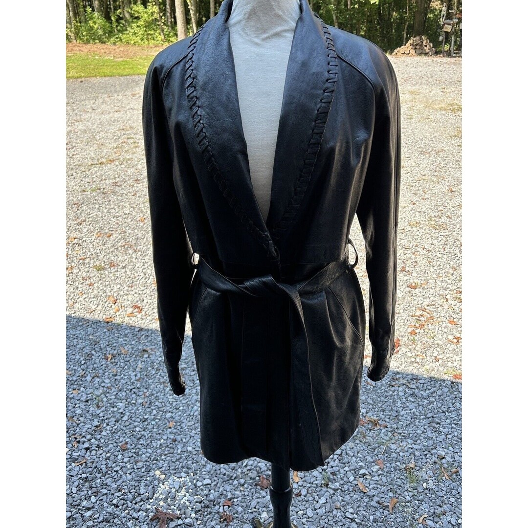 Woman Leather Jacket Black Small JF Goth Biker Witch Vintage - Etsy