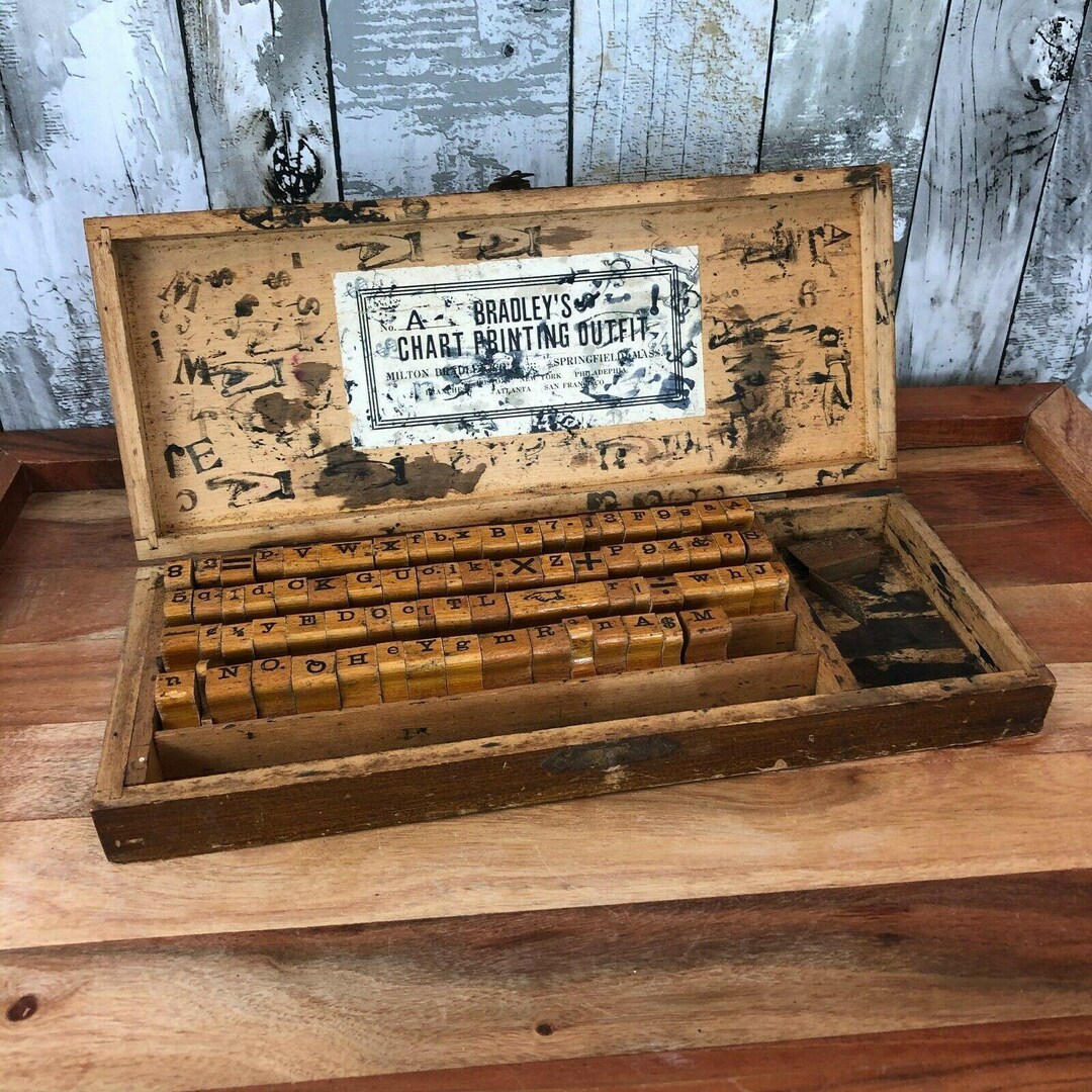 Antique Vintage Milton Bradley Chart Printing Case Stamps No. A ...