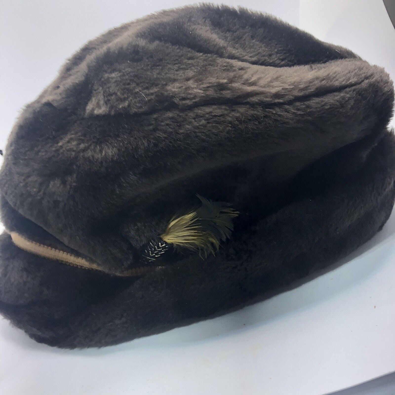 Vintage Brim Bucket Hat Quilted Faux Fur Feather - Etsy