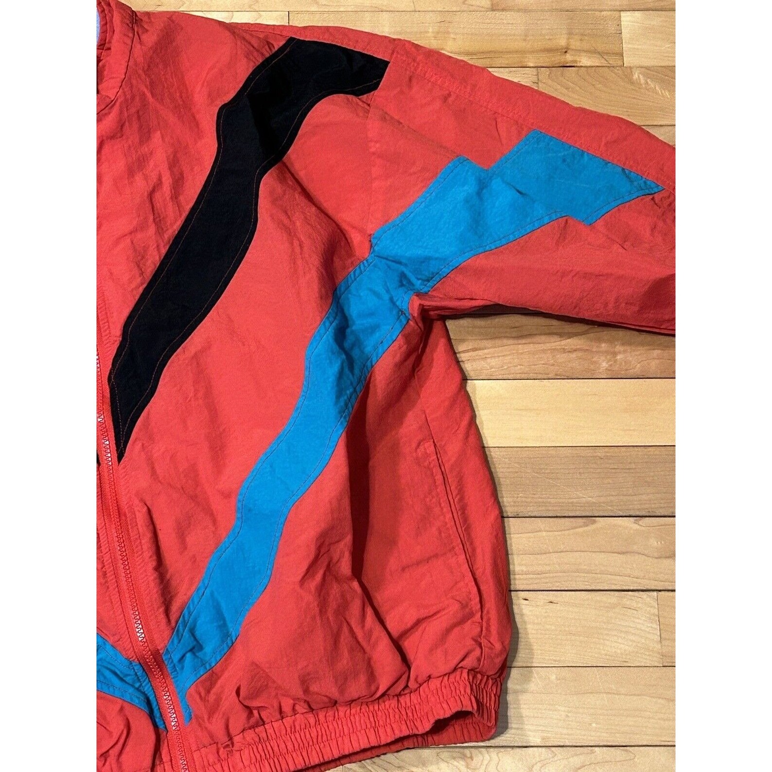 Cheetah Mervyns Nylon Windbreaker Large Red Black Blue 1990 Track ...
