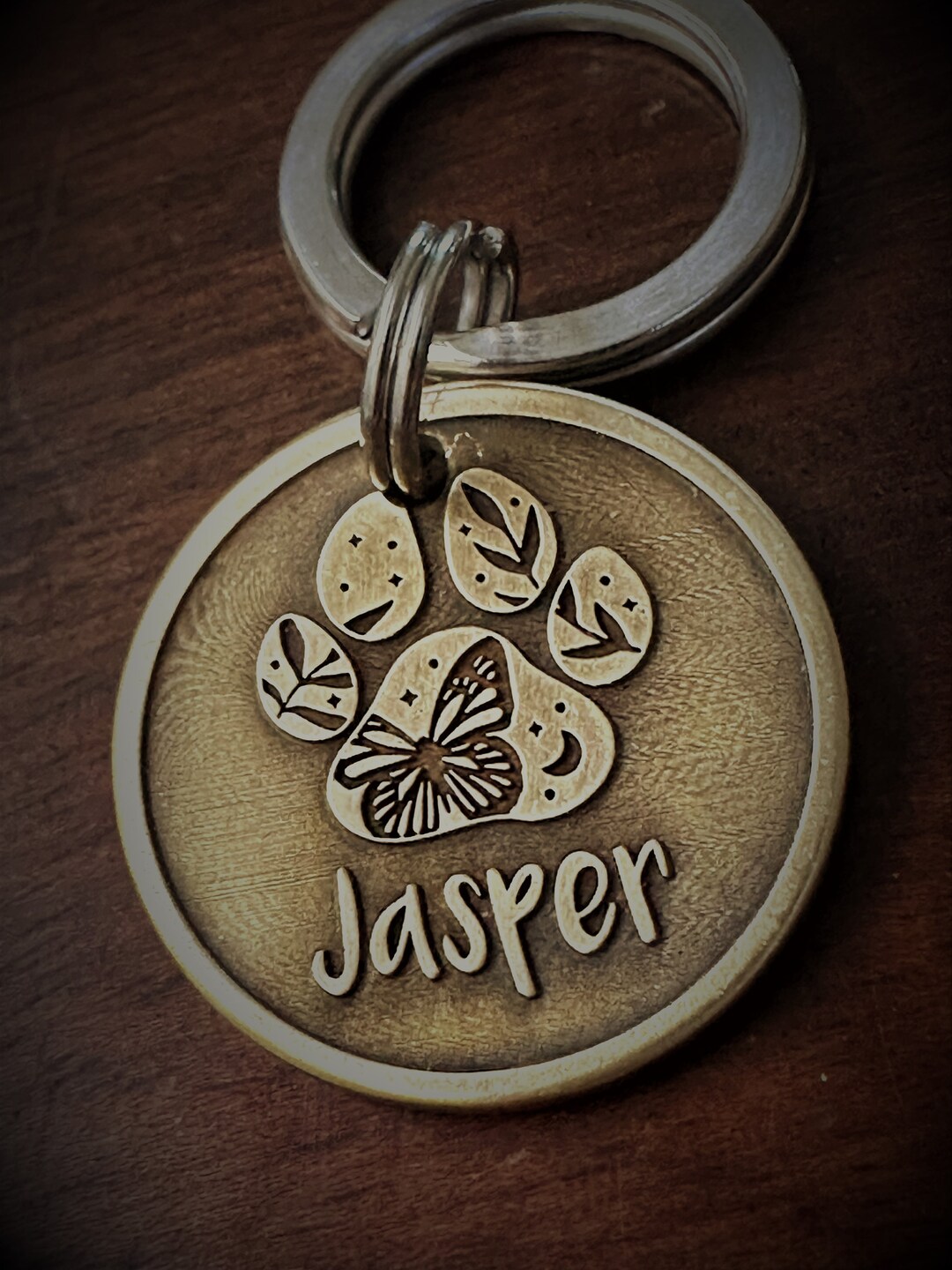 Custom Deep Engraved Brass Dog Tag Handmade Personalized Pet ID Tag ...