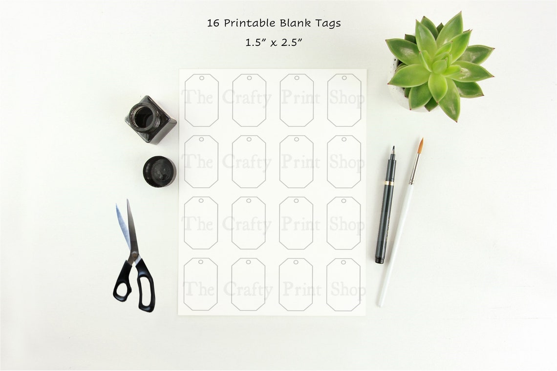 Printable Blank Tag Label Template - Single Sheet DIY Gift Tags, 1.5" X ...