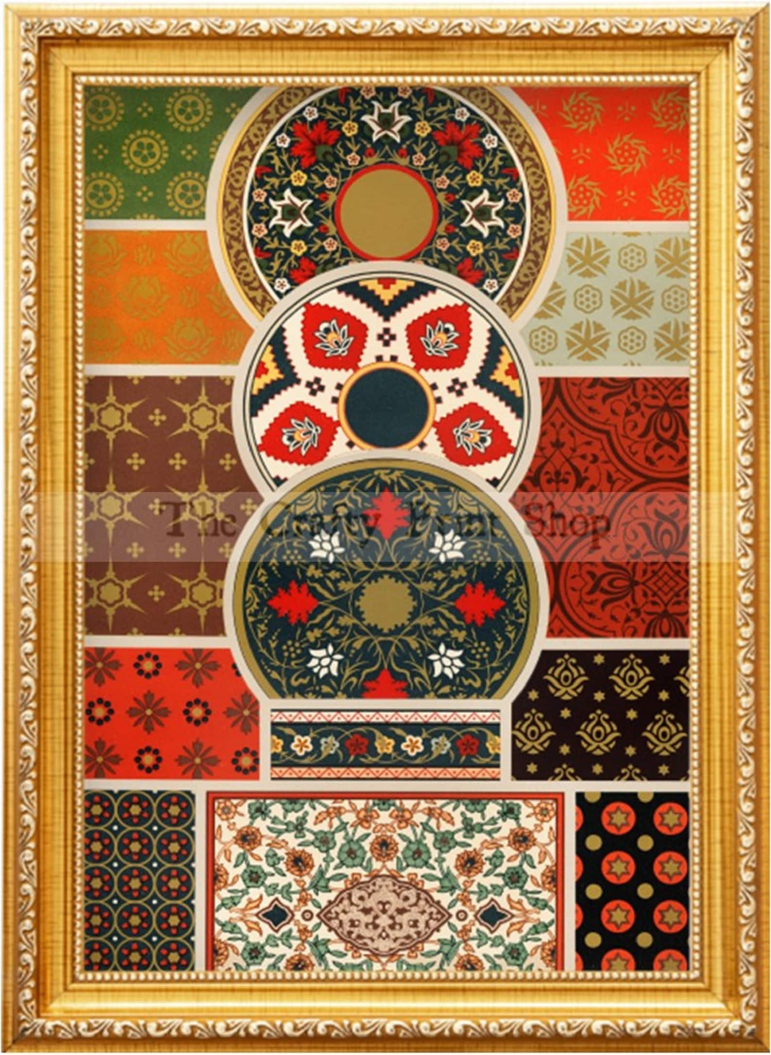 Antique Persian Patterns in Gold Frames, 3 Inches Tall, Digital ...