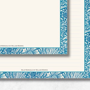 William Morris Printable Stationery, Vintage Blue Marigold Writing ...