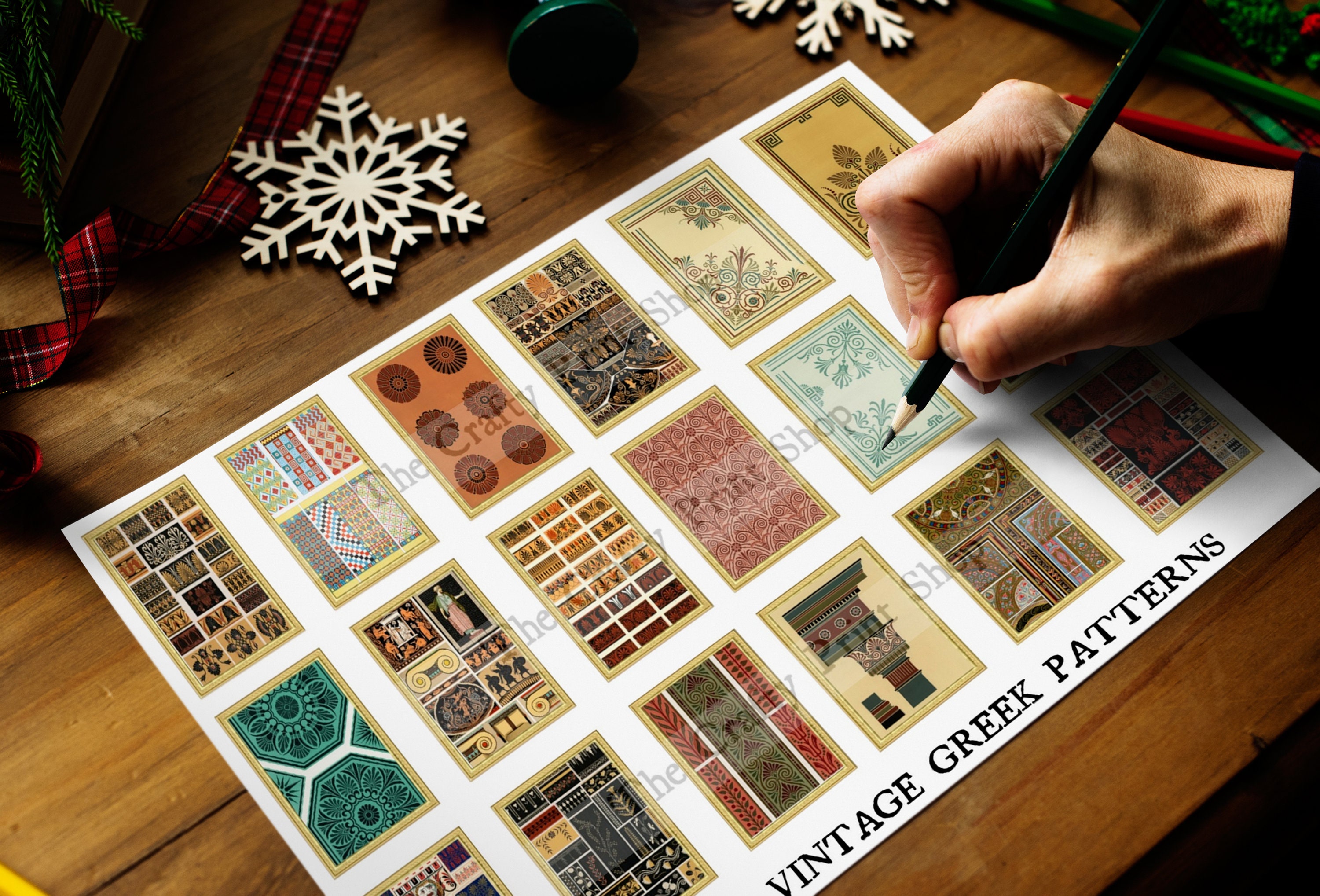 Ancient Greece Designs in Gold Frames, Vintage Greek Ephemera ...