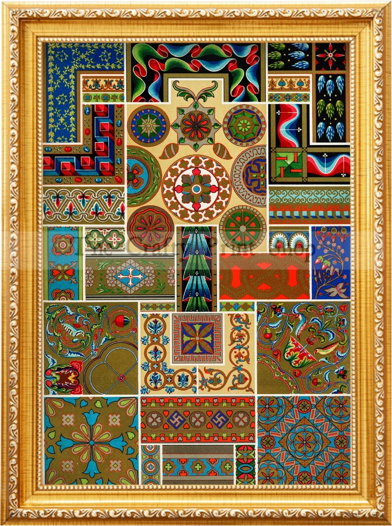 Antique Byzantine Designs in Gold Frames, Byzantium Collage Sheets ...