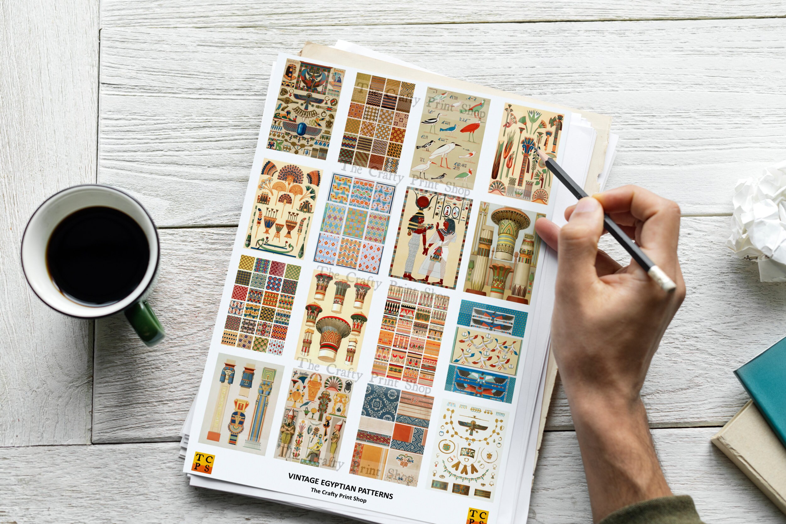 Ancient Egypt Scrapbook Designs, Vintage Egyptian Ephemera, Printable ...