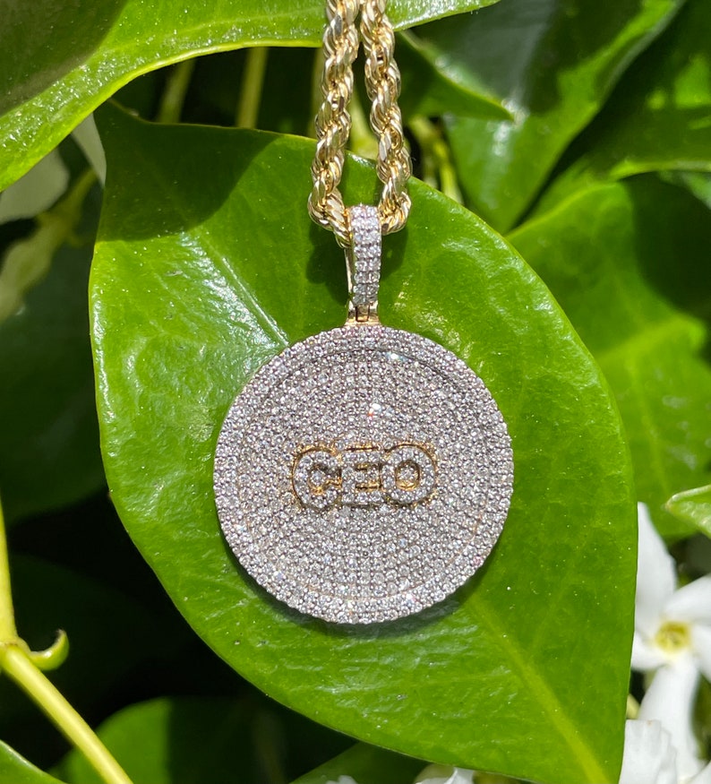 CEO Iced Out Diamond Pendant Bust Down Real Diamonds VS Diamonds Gold ...
