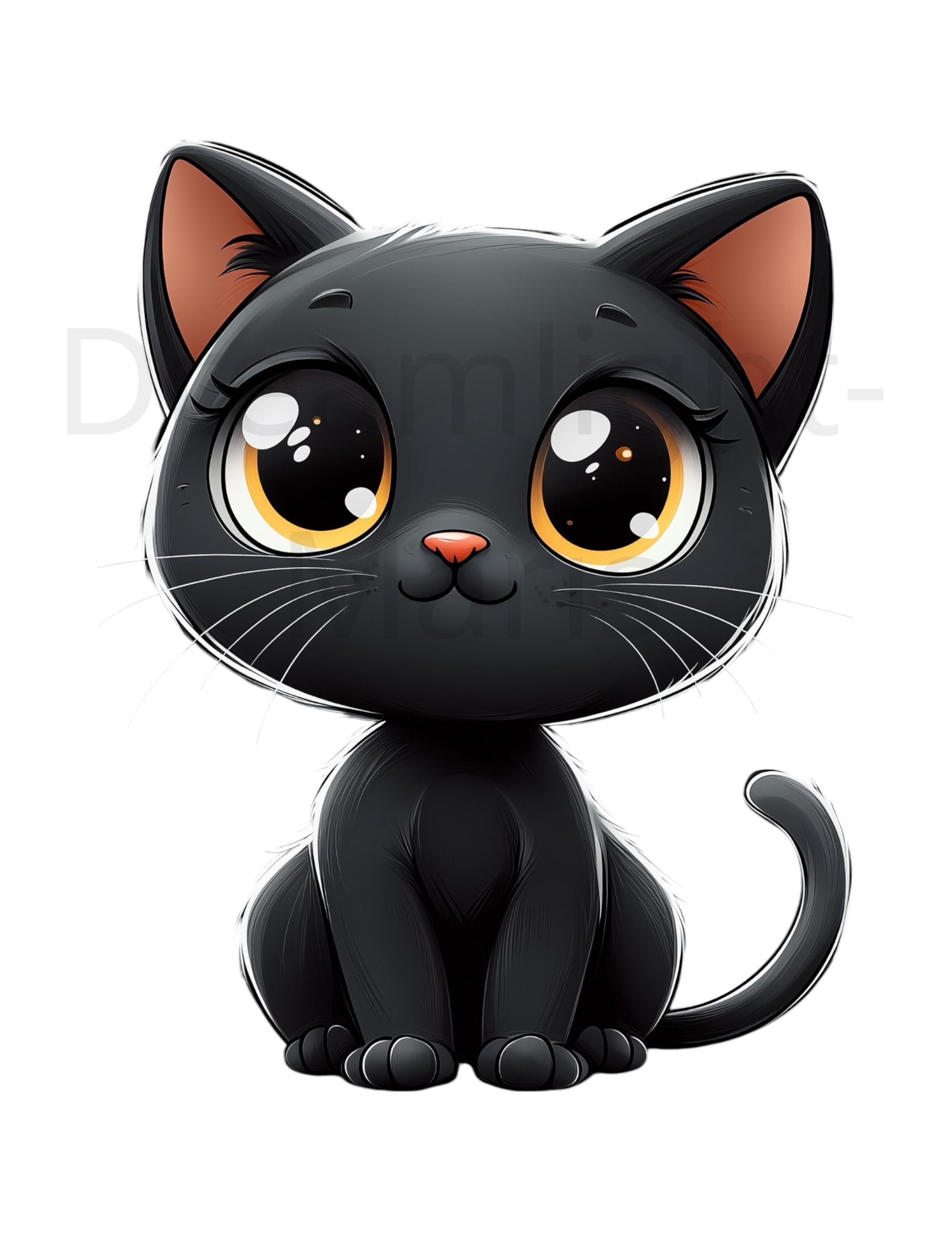 Whiskered Wonders: Cute Black Cat Art Collection – Digital Download ...