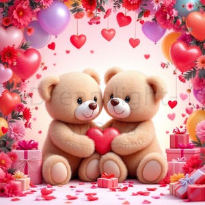 Valentine’s Day Teddy Bear Clipart Set – 12 Cute JPG Files, Romantic ...