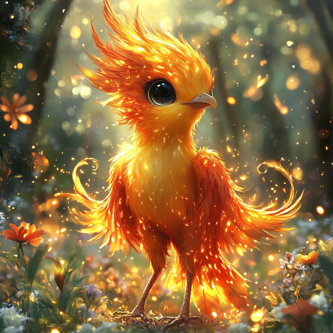 Golden Phoenix Dreams: Set of 5 Magical Bird Art Prints (JPG) - Etsy