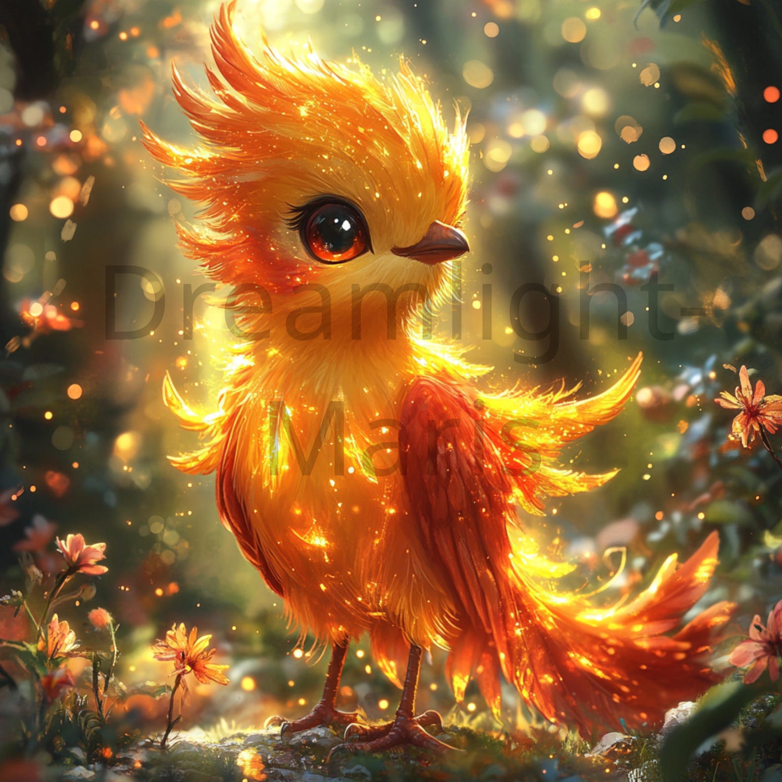 Golden Phoenix Dreams: Set of 5 Magical Bird Art Prints (JPG) - Etsy