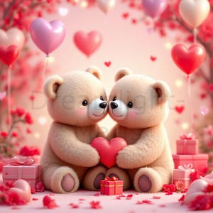 Valentine’s Day Teddy Bear Clipart Set – 12 Cute JPG Files, Romantic ...