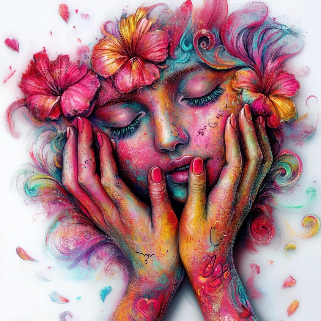 Dreamy Whimsy: Vibrant Faces of Emotion – Digital Art Collection - Etsy