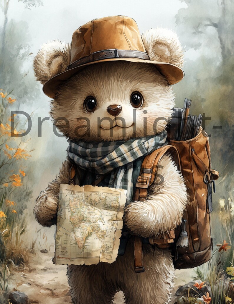 Whimsical Teddy Adventures: Set of 5 Adorable Bear Art Prints(jpg) - Etsy