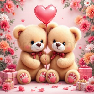 Valentine’s Day Teddy Bear Clipart Set – 12 Cute JPG Files, Romantic ...