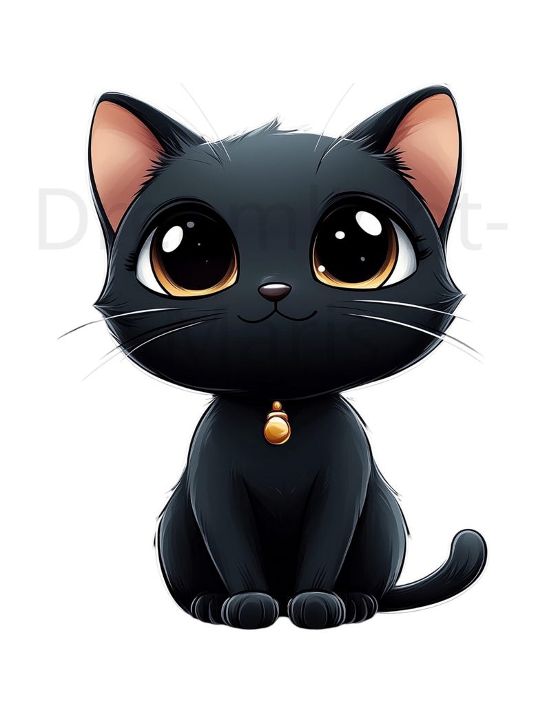 Whiskered Wonders: Cute Black Cat Art Collection – Digital Download ...