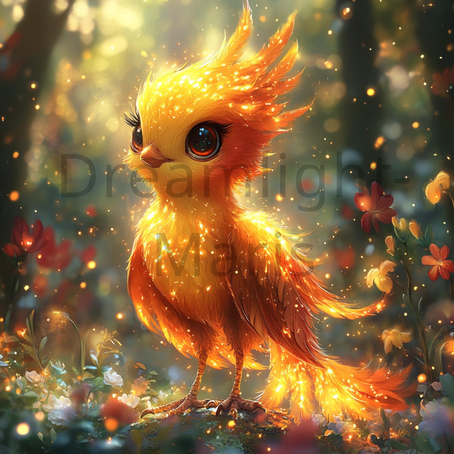 Golden Phoenix Dreams: Set of 5 Magical Bird Art Prints (JPG) - Etsy