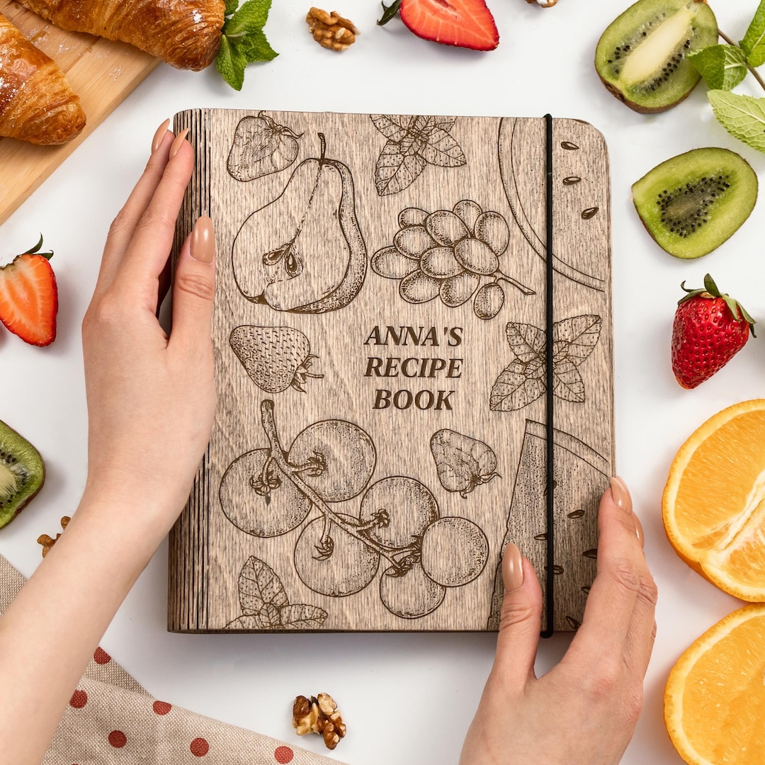 Personalized Recipe Book, Gifts for Mom, Custom Cookbook, Wooden Recipe ...