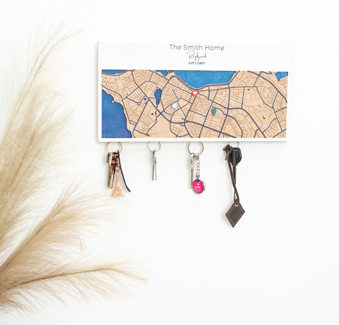 Personalized Key Holder Magnet Map, Housewarming Gifts, Custom Key ...