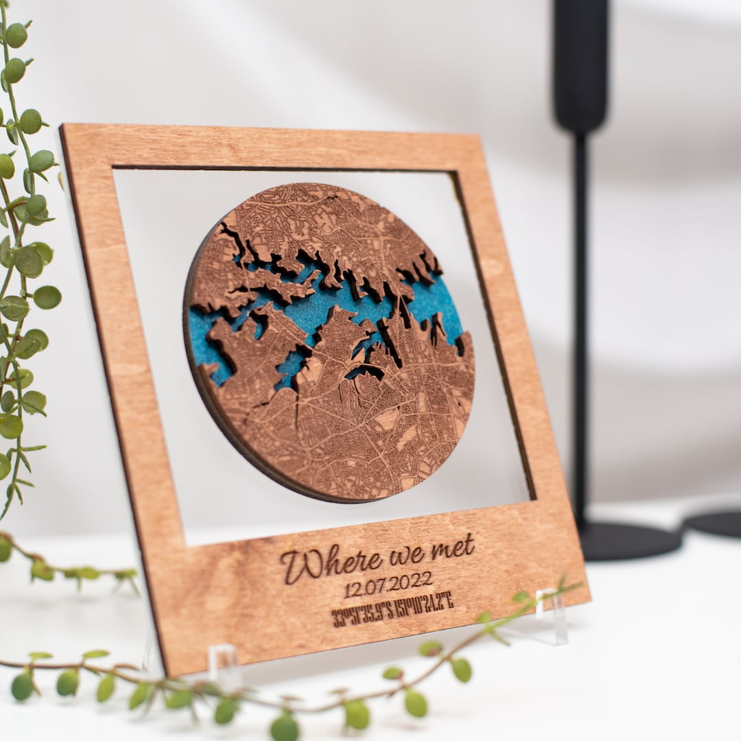 Personalized Map, Where We Met Map, Wedding Anniversary Gift, Home ...