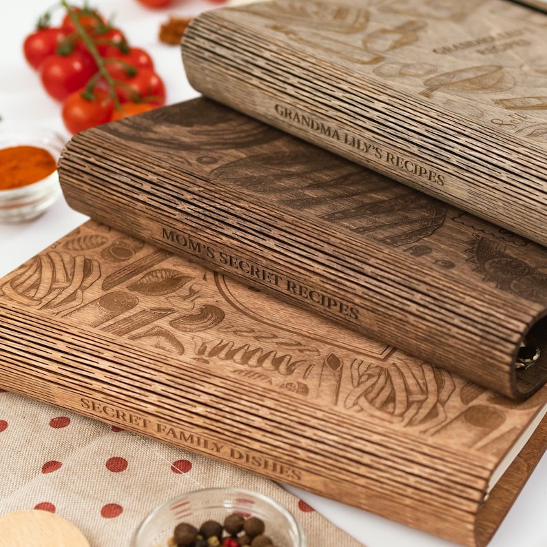 Custom Recipe Book, Wooden Recipe Binder, Personalized Cookbook, Dad ...